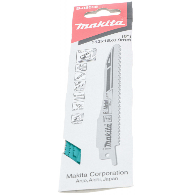 Lames bi-metal s-express Makita pour scie récipro B-05038 - lot de 5